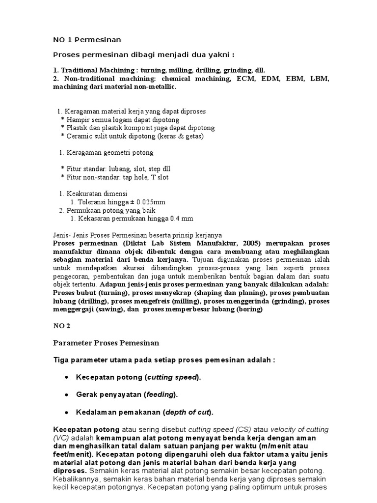 Proses Permesinan Atau Machining | PDF | Komputer | Teknologi & Rekayasa
