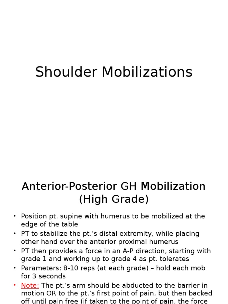 Shoulder Mobilizations | Download Free PDF | Anatomical Terms Of Motion ...