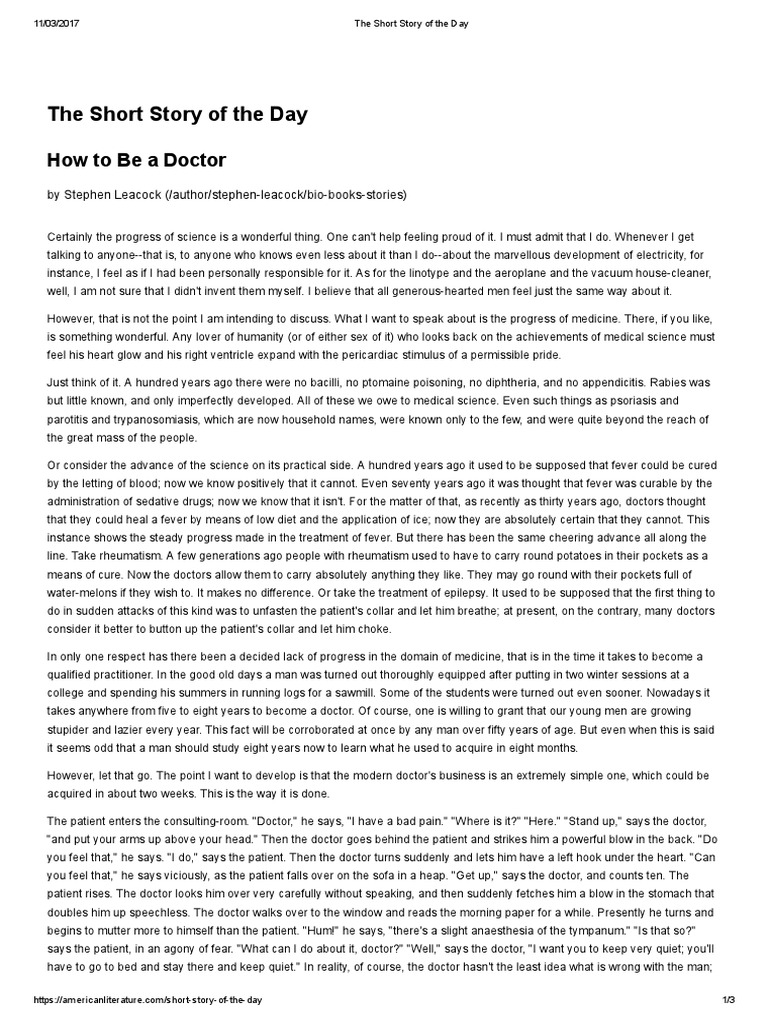 The Short Story of The Day | PDF | Medicine | Health Sciences