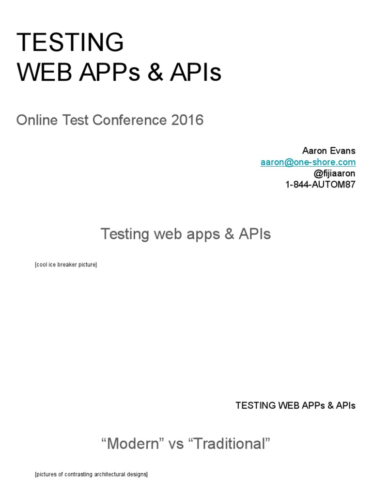 Testing Web Apps & Apis: Online Test Conference 2016 | PDF | Web ...