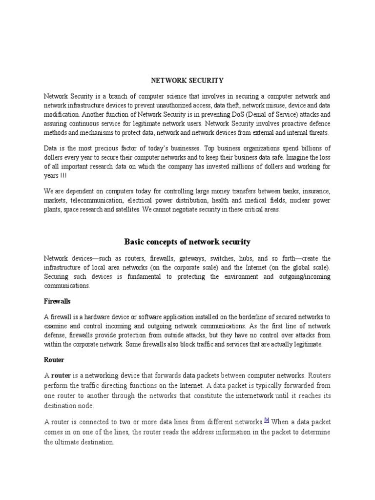 Basic Concepts of Network Security | PDF | Firewall (Computing) | Cryptography