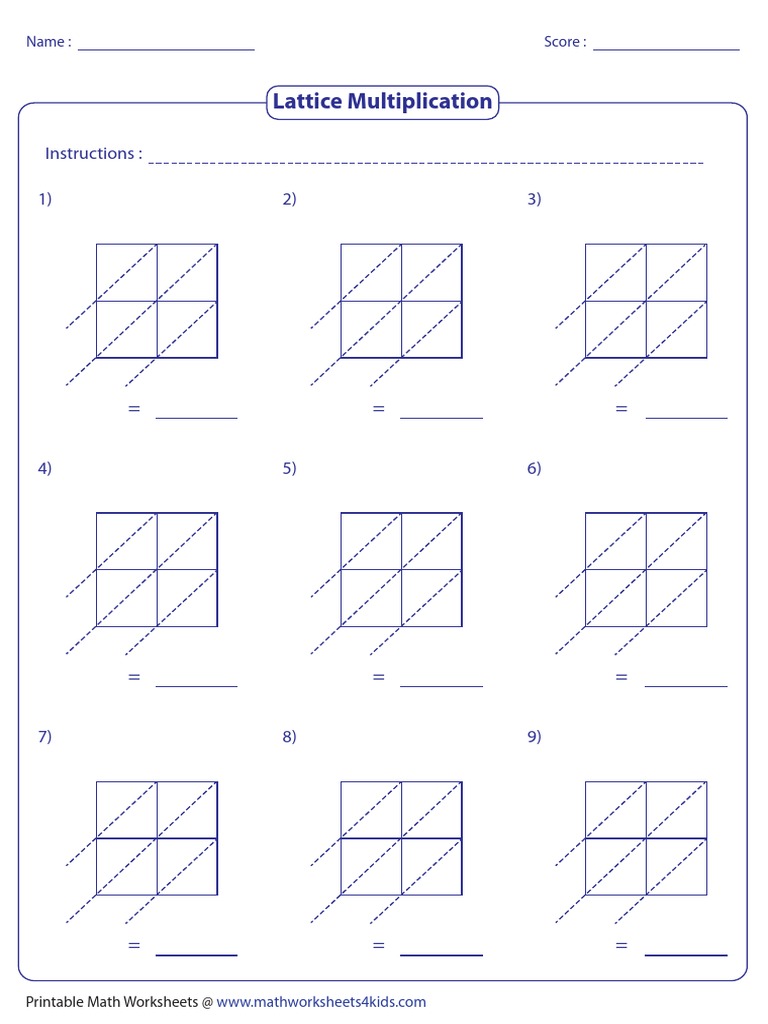 Lattice Multiplication: Instructions | PDF