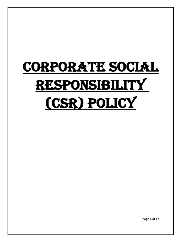CSR Policy PDF | PDF | Corporate Social Responsibility | Board Of Directors