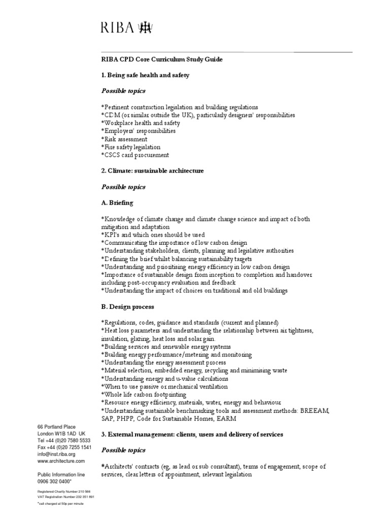 Riba Core Curriculum - Study Notes | PDF | Sustainable Design ...