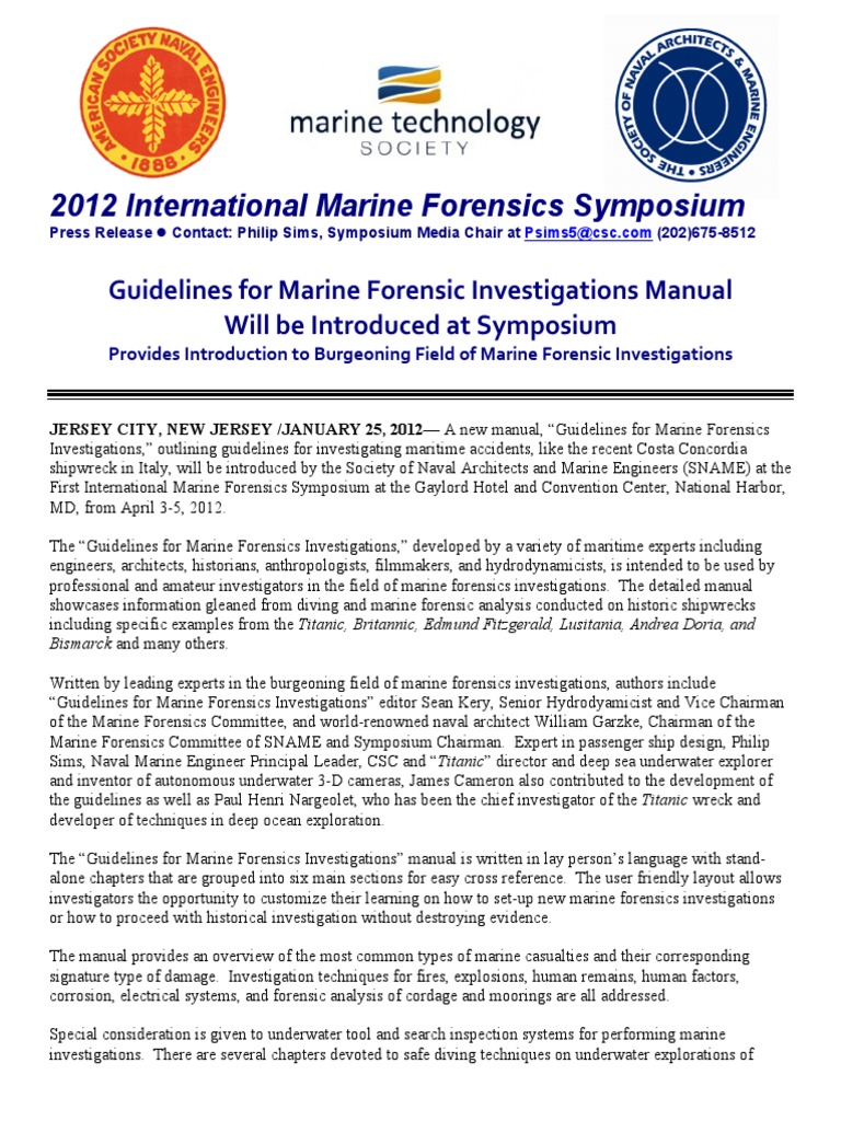 Marine Forensics Guidelines Unveiled | PDF | Ships | Water Transport