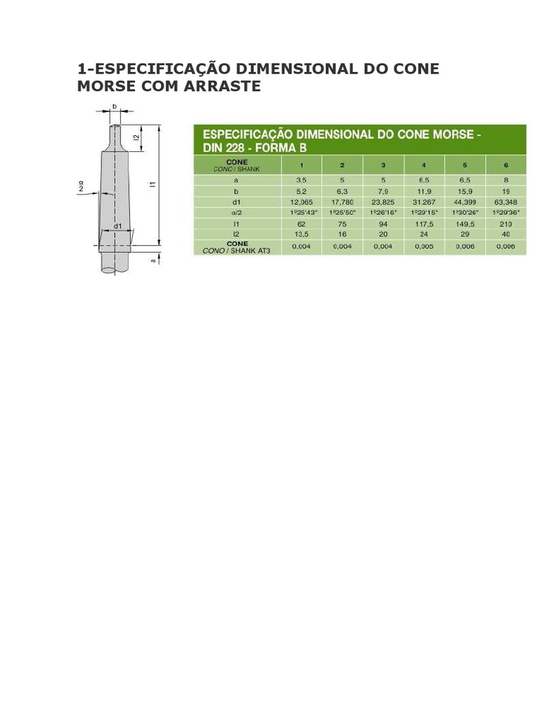 Cone Morse Din 228 Forma B PDF | PDF
