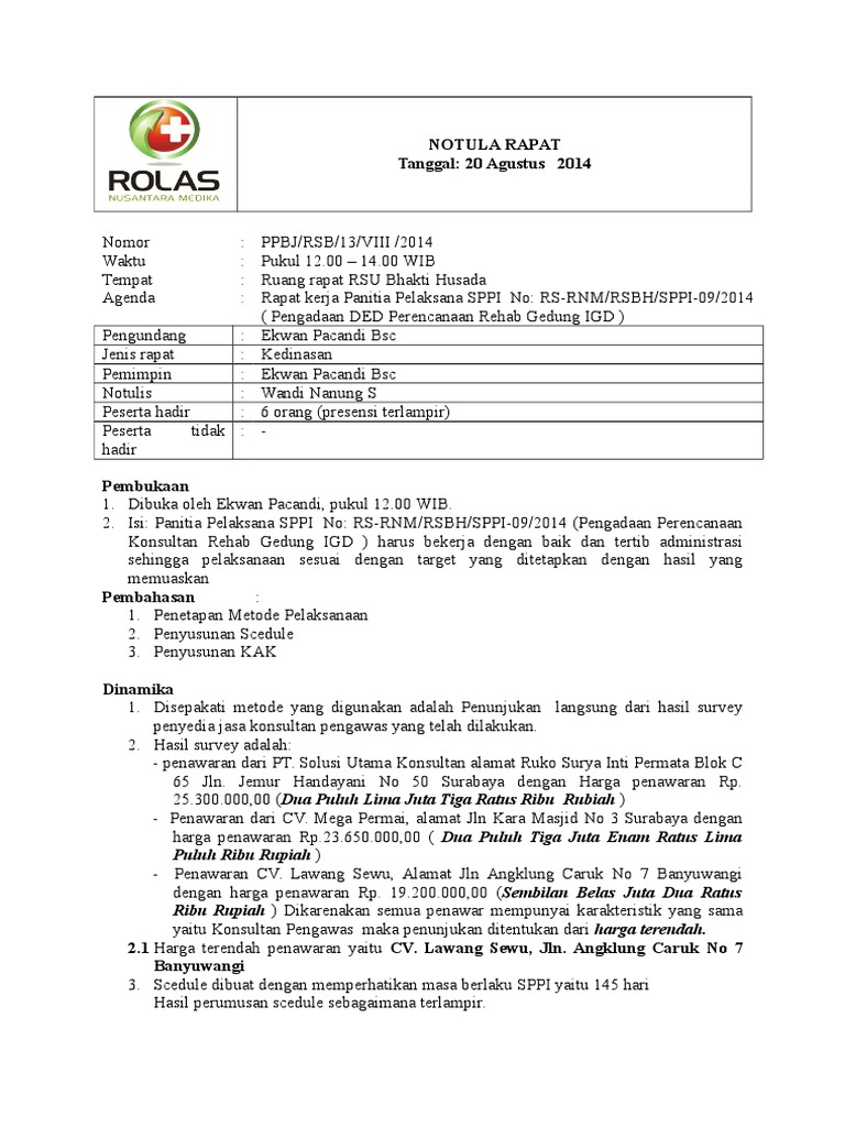 Contoh Notula Rapat RNM | PDF | Karier & Perkembangan | Seni