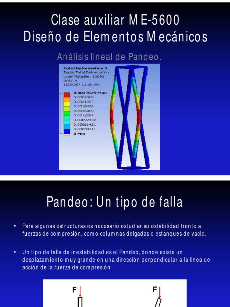 Clase 5 Dise o An Lisis Lineal de Pandeo PDF | PDF | Pandeo | Linealidad