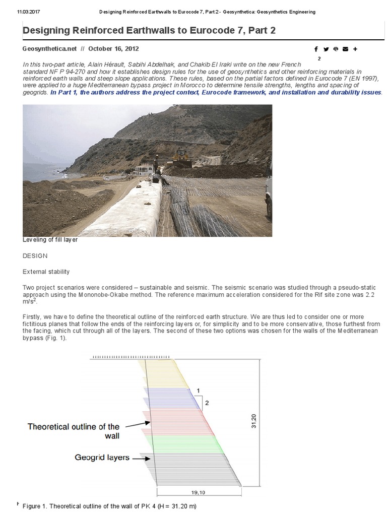 Designing Reinforced Earthwalls To Eurocode 7, Part 2 - Geosynthetica ...