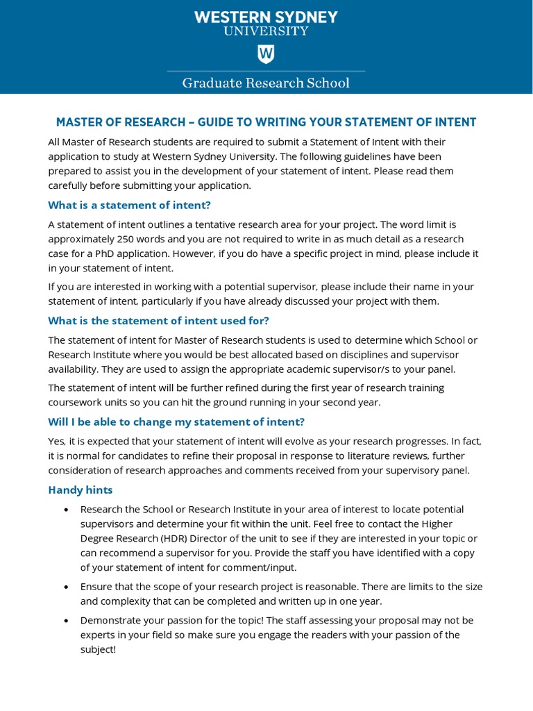 GRS Guide Statement of Intent | PDF