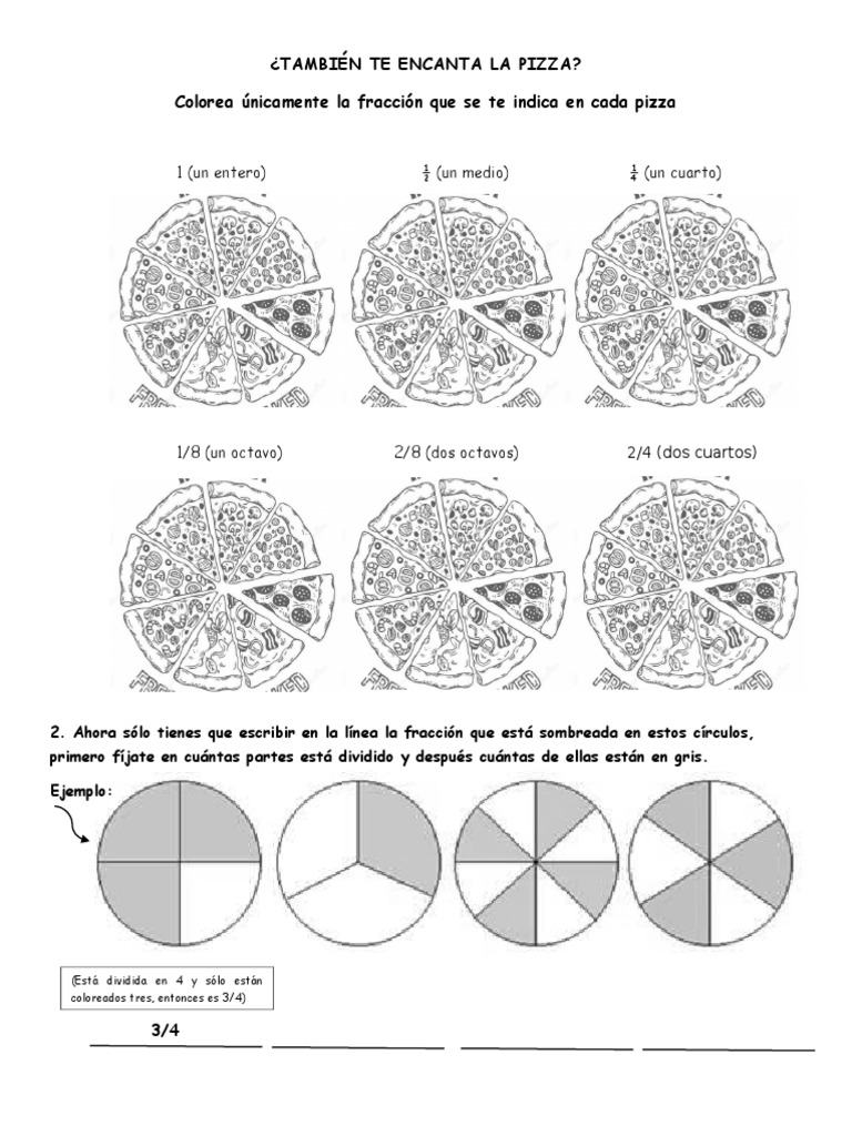Colorea Fracciones con Pizza para Niños | PDF | Hogar, jardinería y ...