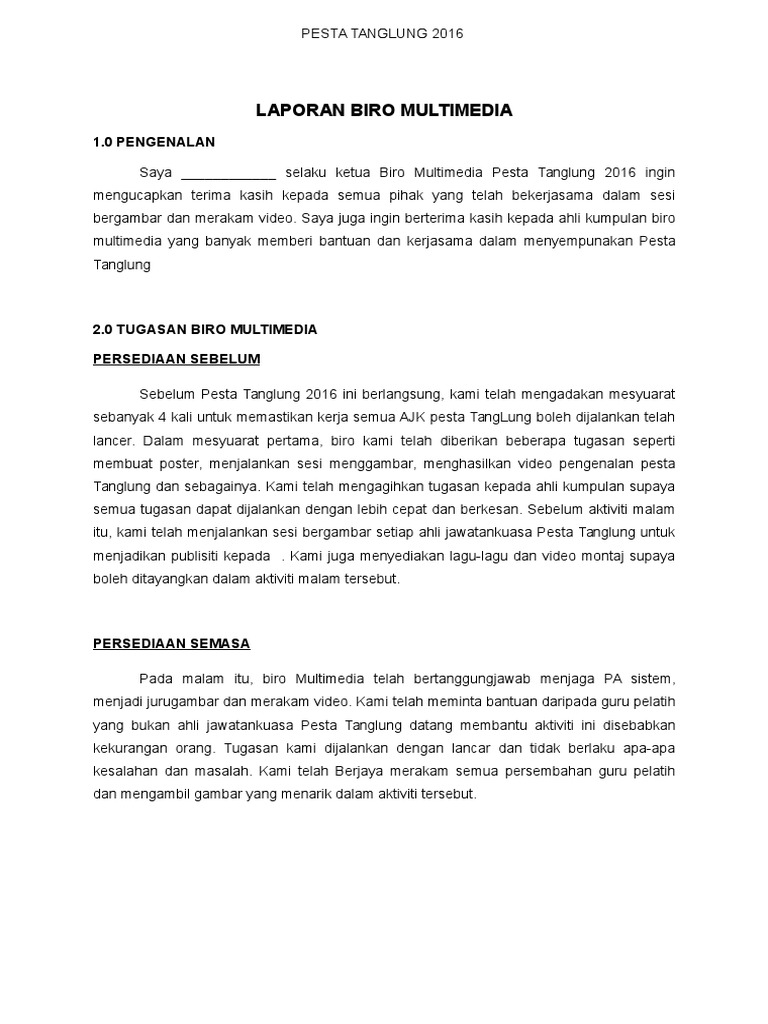 Format Laporan Setiap Biro | PDF