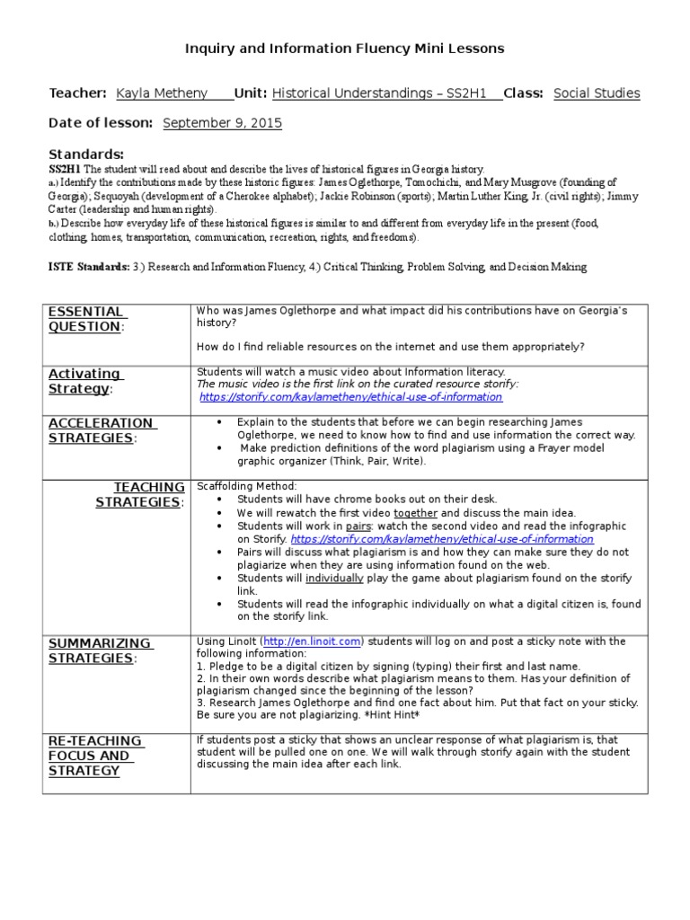 Unit: Historical Understandings - SS2H1 Class: Social Studies ...