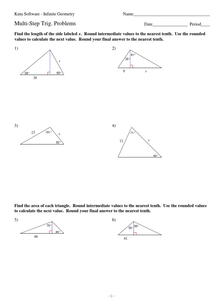 9-Multi-Step Trig Problems PDF | PDF | Geometry | Elementary Mathematics