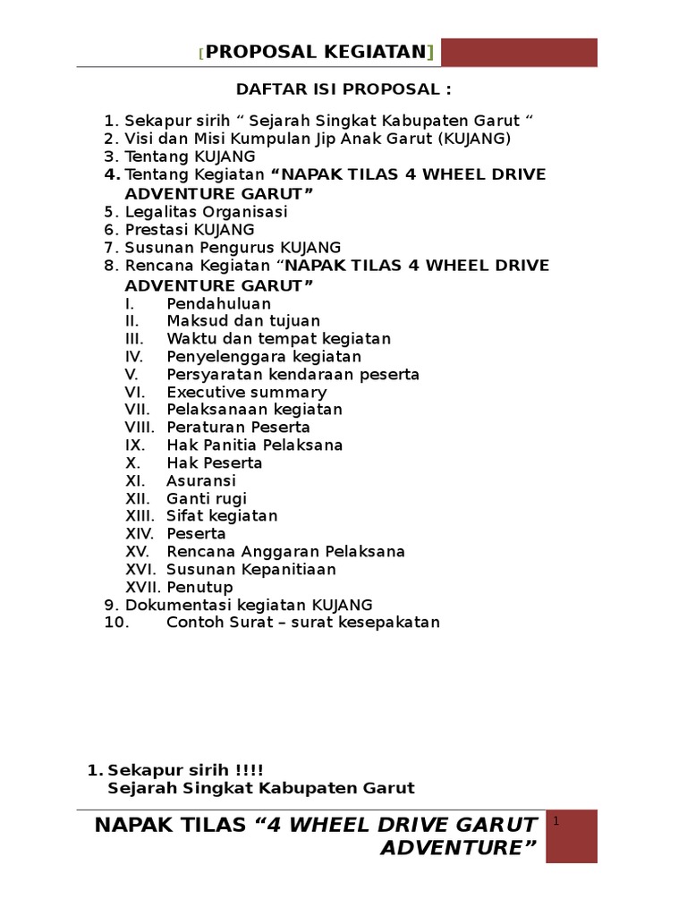 Proposal Hari Jadi Garut 204 | PDF | Bisnis | Perjalanan