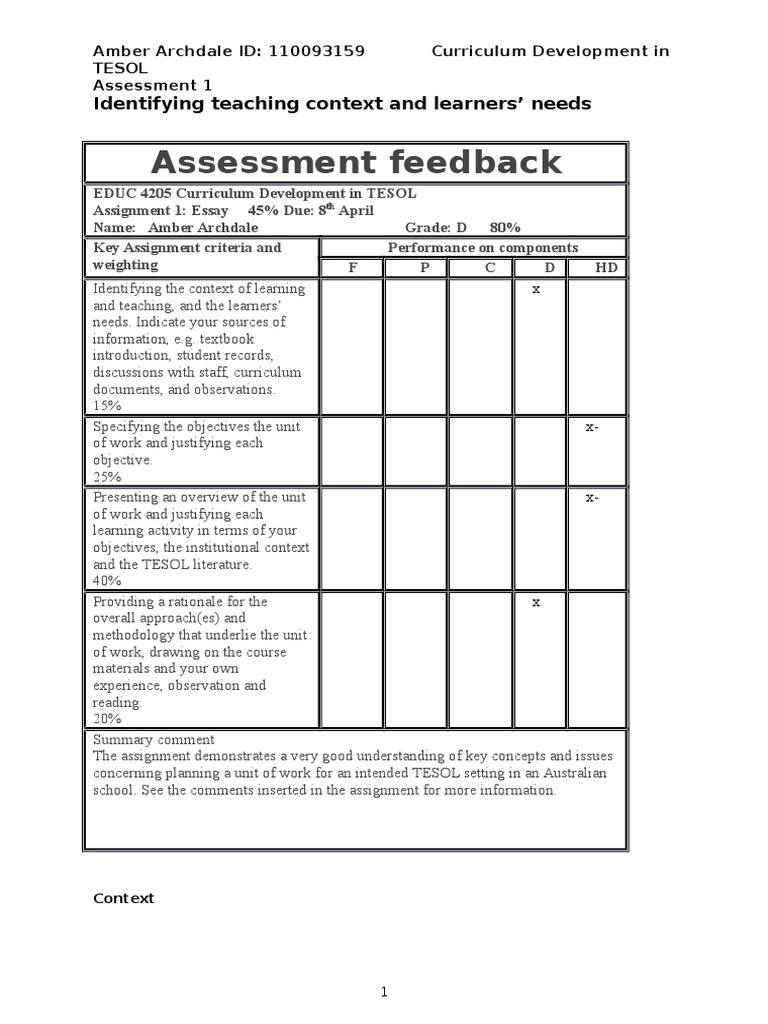 TESOL Curriculum Development Overview | PDF | English As A Second Or ...
