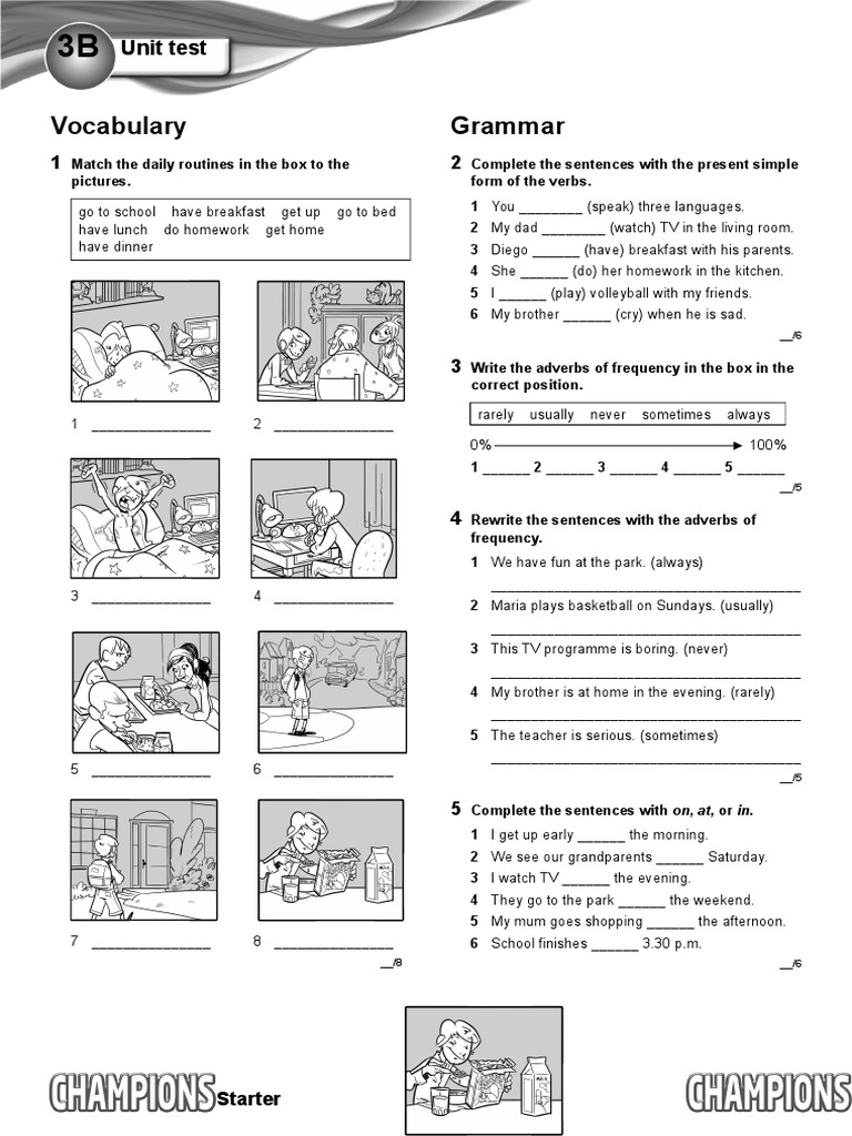 Champions Starter Unit Test 3 B | PDF | Human Communication ...