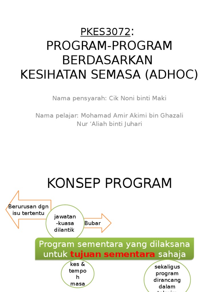 Program-Program Berdasarkan Kesihatan Semasa (Adhoc) | PDF