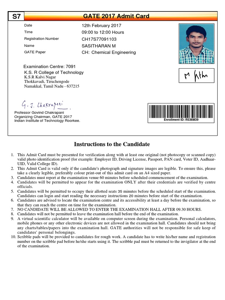 Admit Card | PDF | Identity Document | Access Control