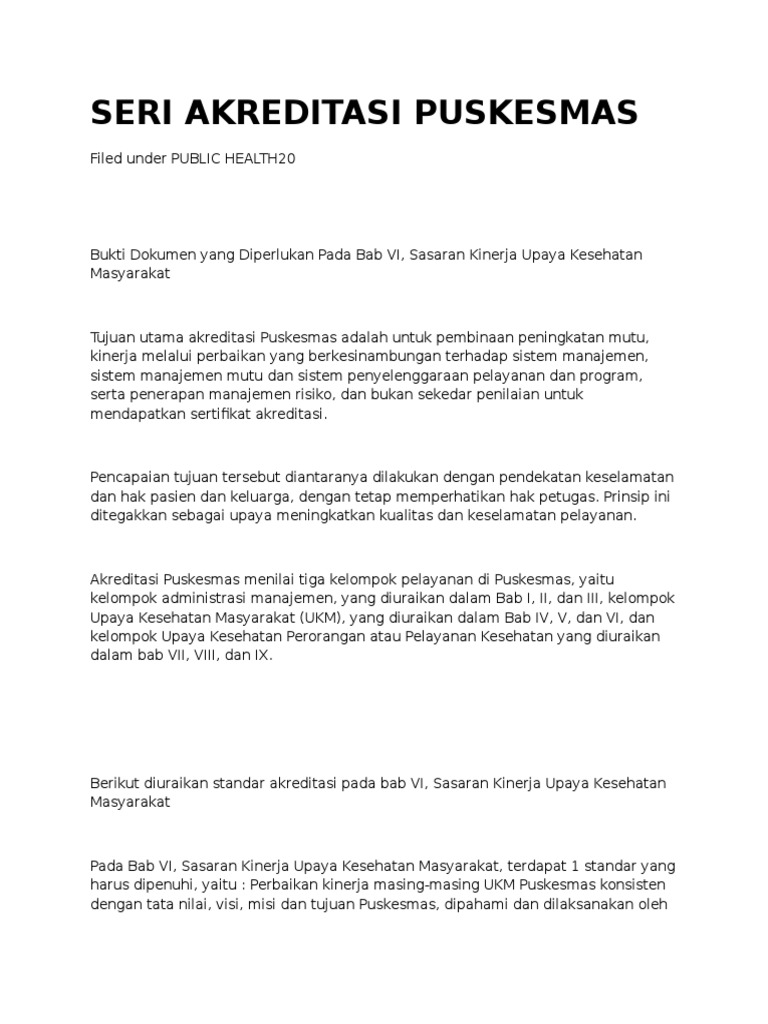 Akreditasi Puskesmas: Bab VI | PDF | Bisnis | Pengelolaan Keuangan & Uang