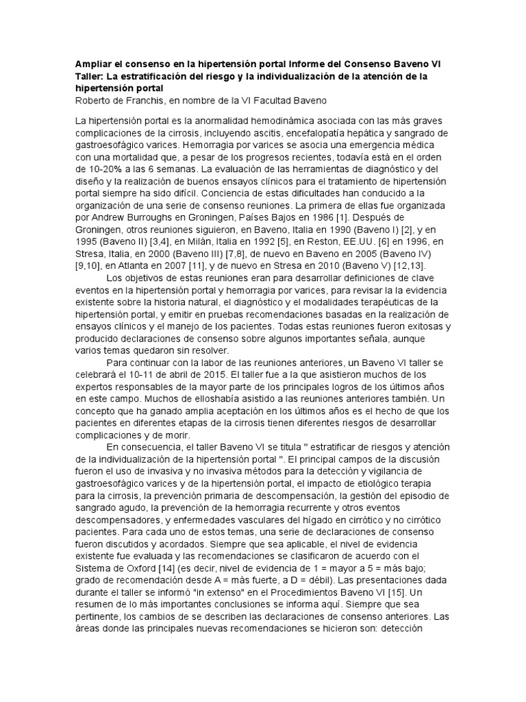 Consenso Baveno VI | PDF | Cirrosis | Endoscopia