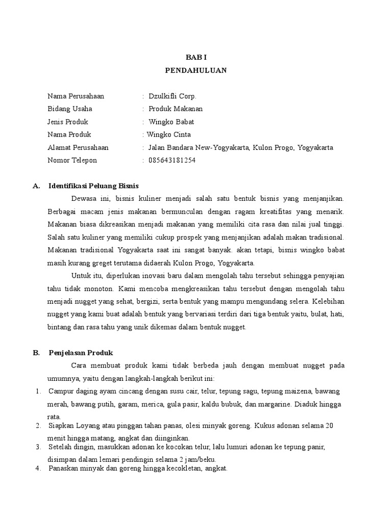 Contoh Proposal Business Plan Pdf