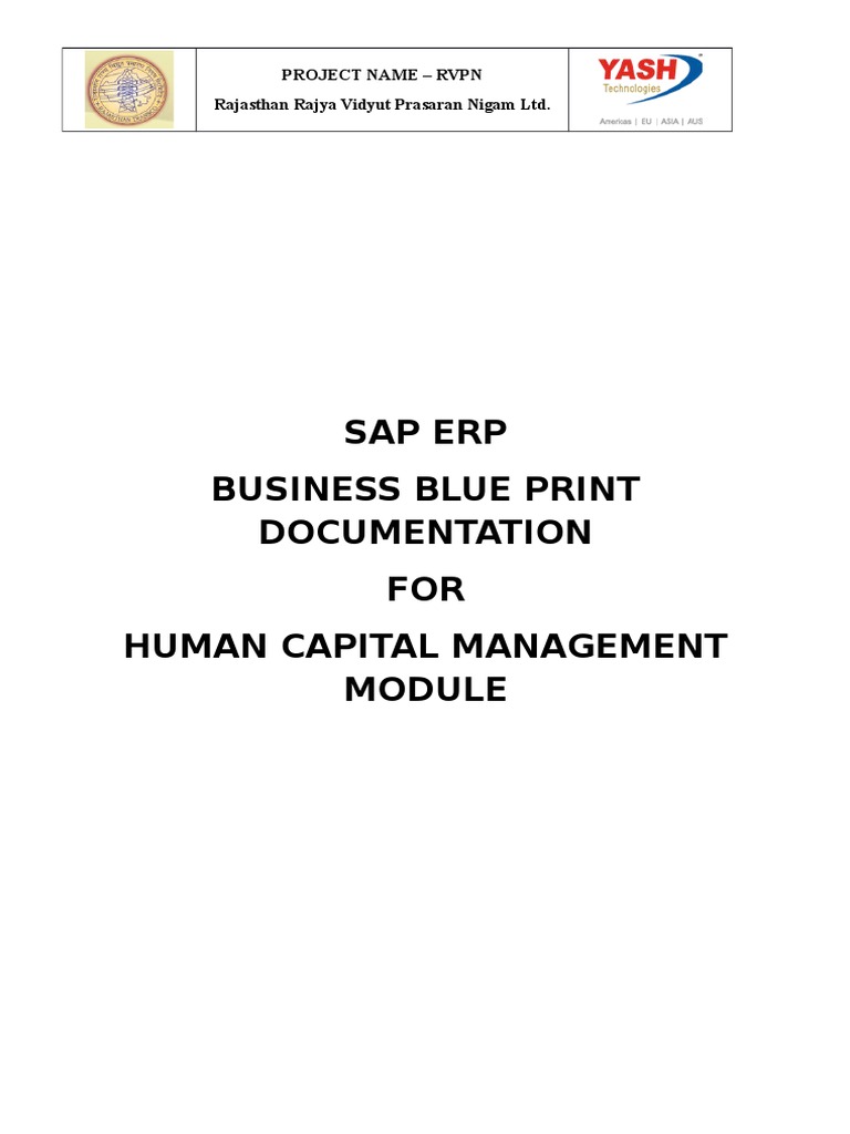 Sap Erp Business Blue Print Documentation FOR Human Capital Management ...
