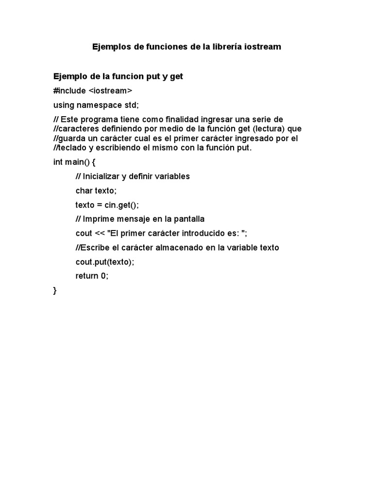 Ejemplos Iostream | PDF