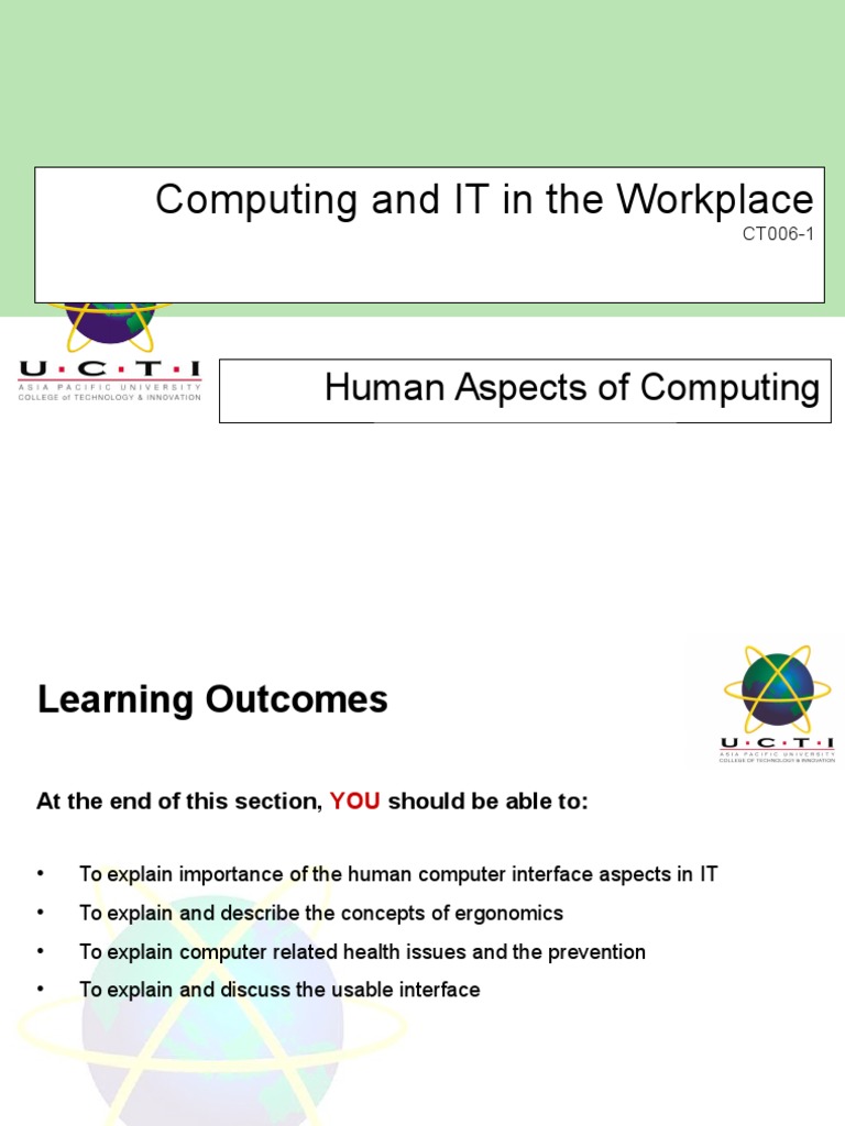 Computing and IT in The Workplace: Human Aspects of Computing | PDF ...