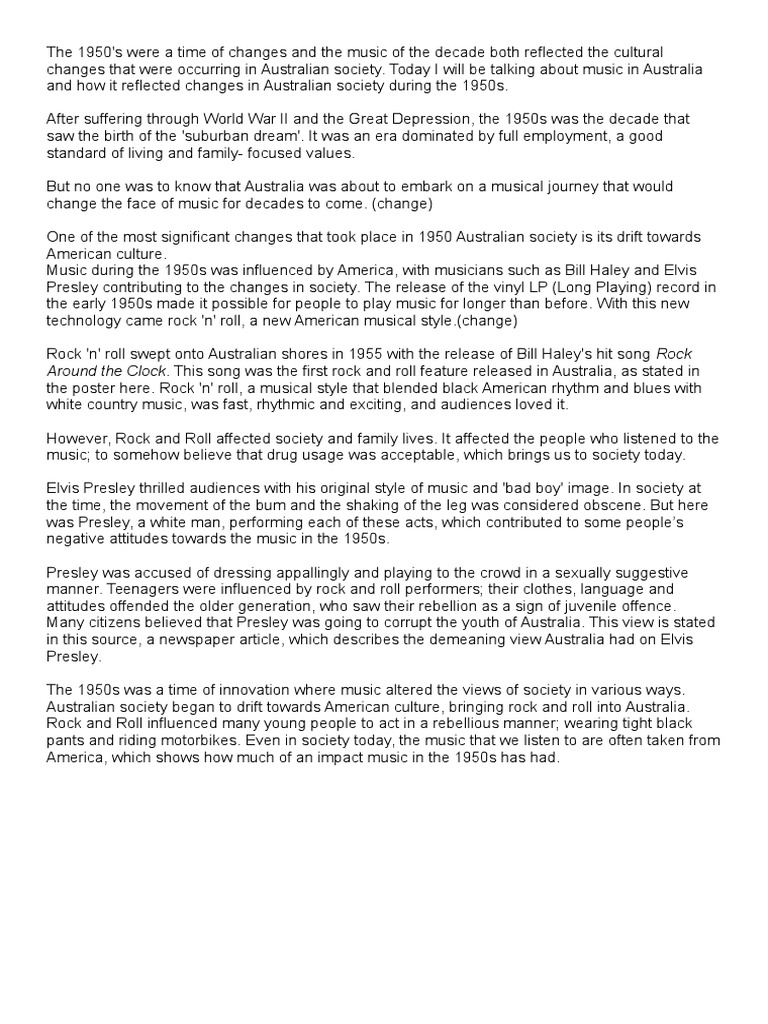 1950s Music History | PDF | Rock And Roll | Elvis Presley