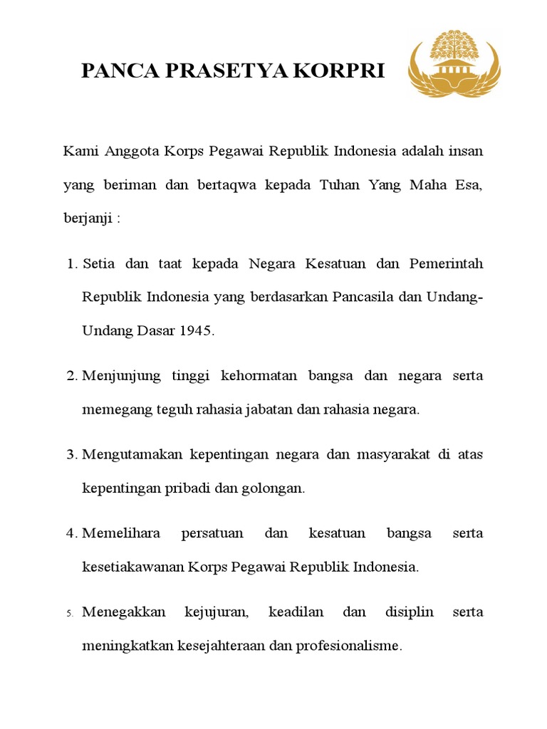 Panca Prasetya Korpri | PDF
