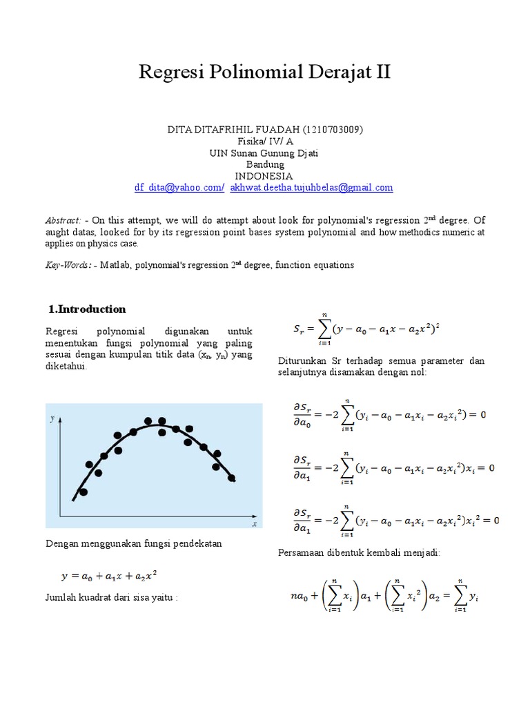 Regresi Polinomial Derajat II | PDF
