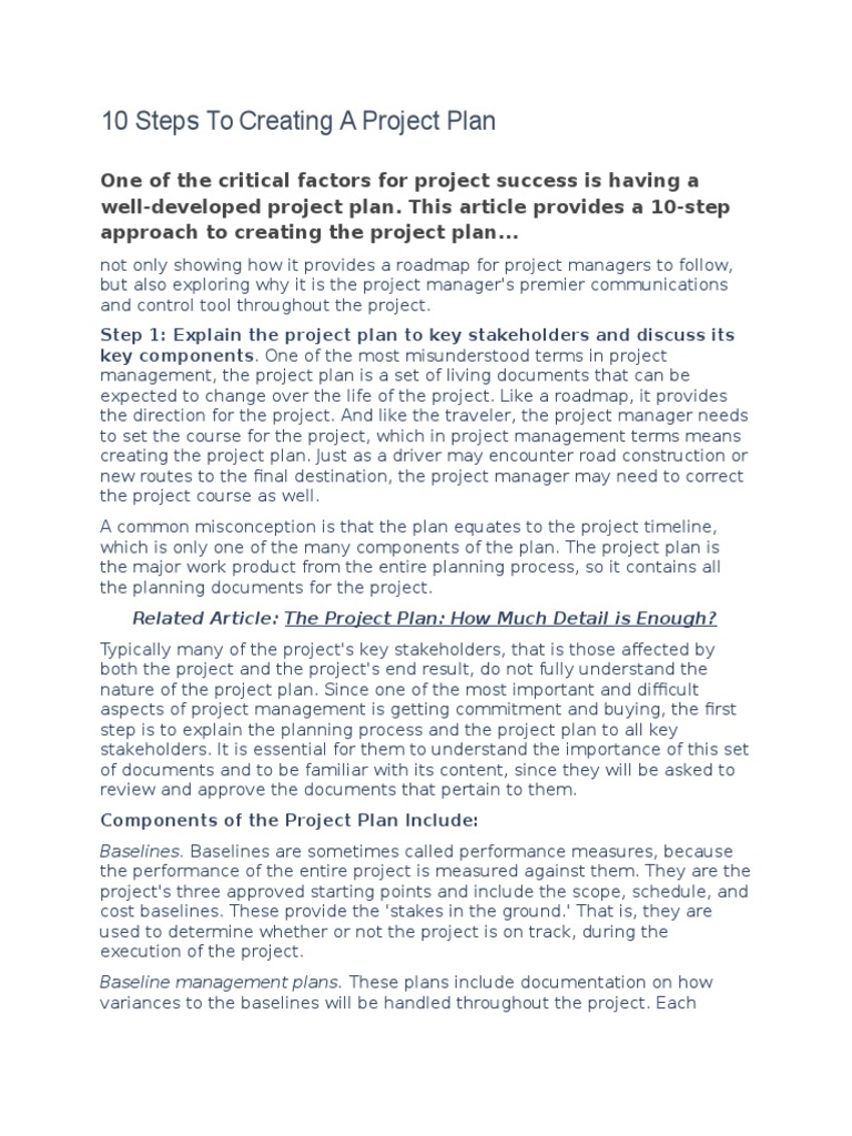 10 Steps To Creating A Project Plan | PDF | Project Management | Business