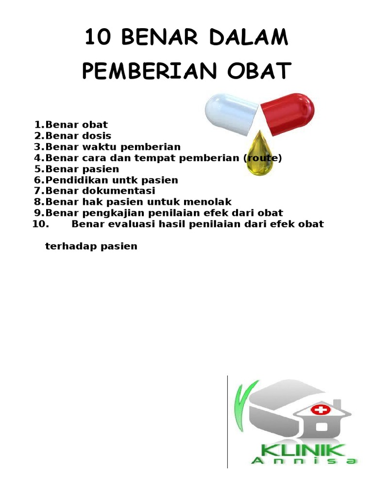 10 Benar Dalam Pemberian Obat Print 2 Rangkap | PDF