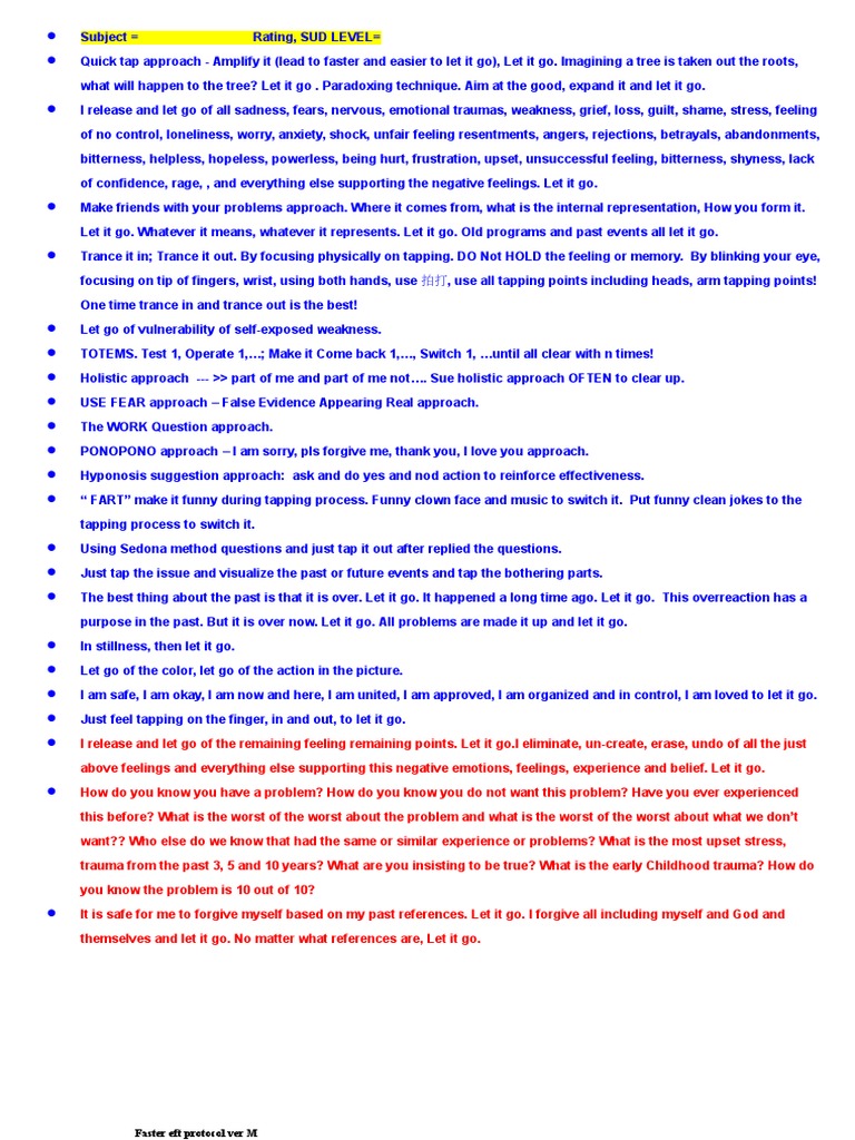 Faster EFT Protocol Ver Q 20140615 | PDF | Forgiveness | Emotions