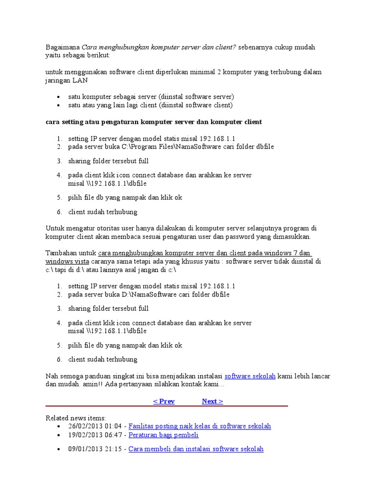 Bagaimana Cara Menghubungkan Komputer Server Dan Client Pdf