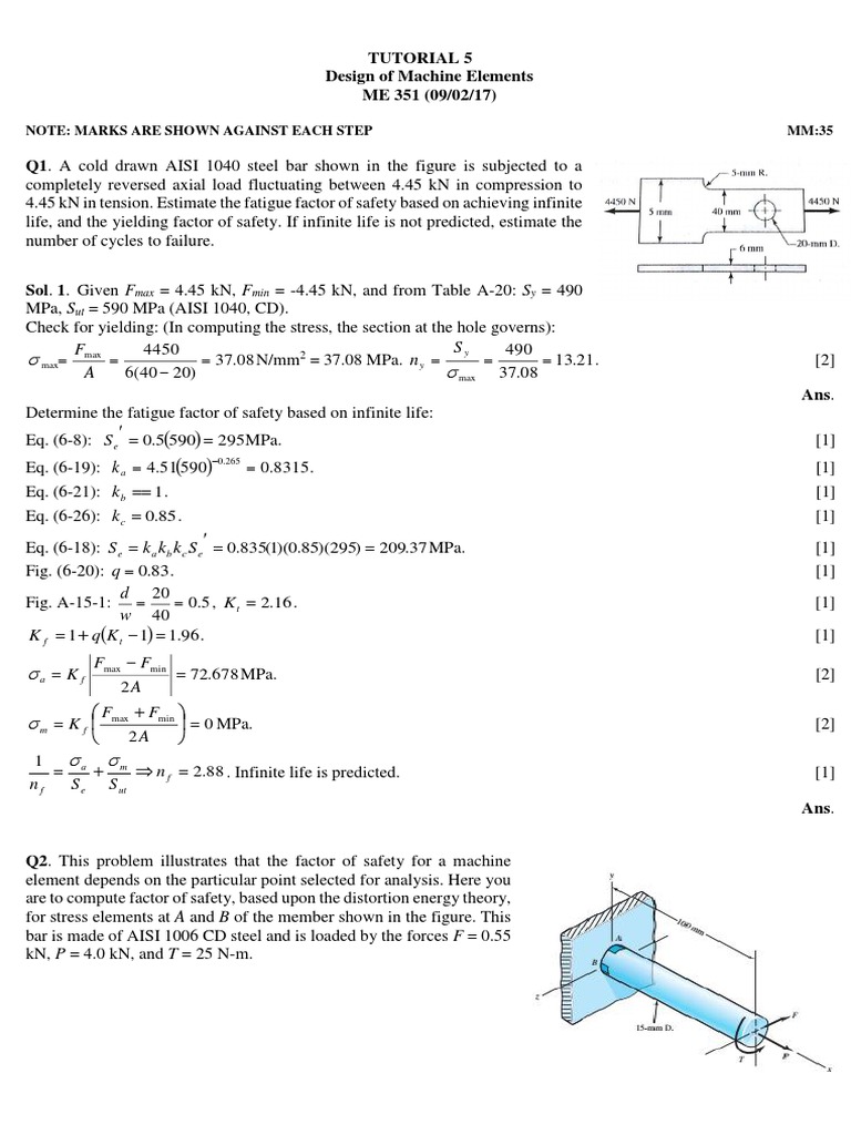 Fatigue and Yielding Safety Factors | PDF | Ultimate Tensile Strength ...