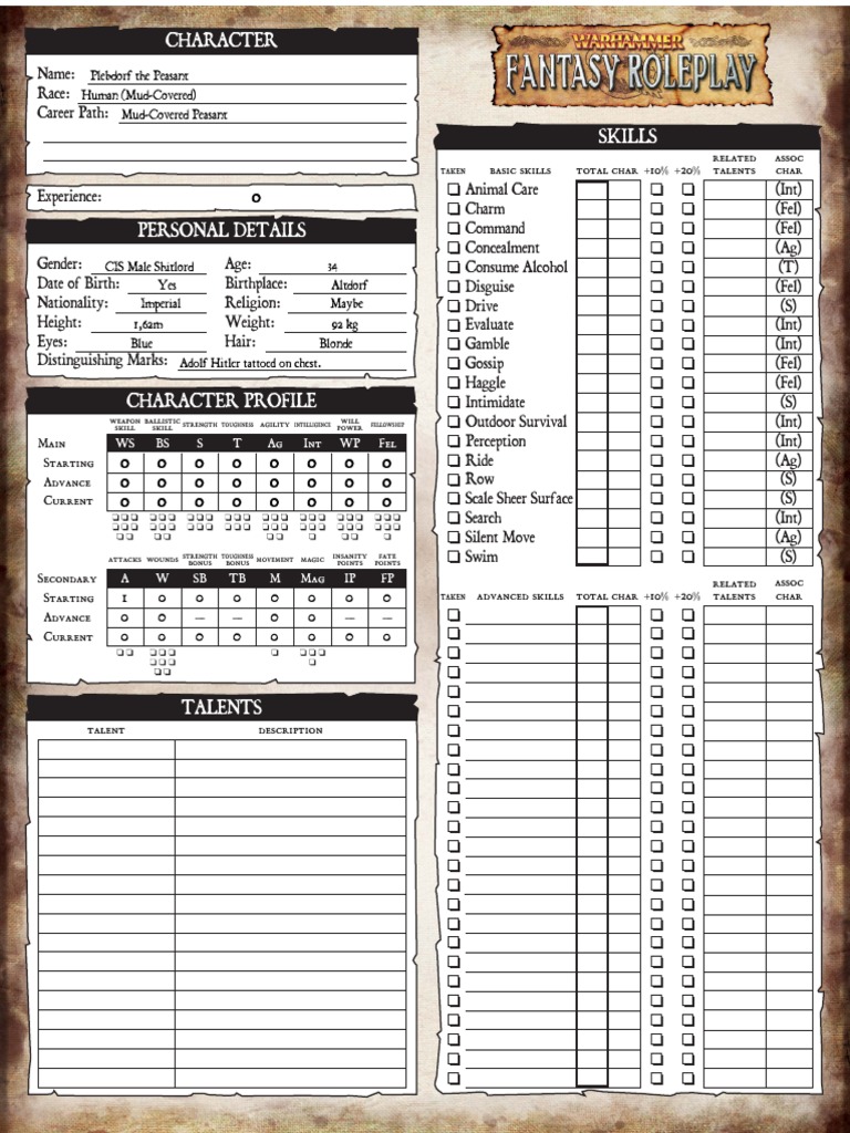 Character Sheet | PDF | Military | Warfare