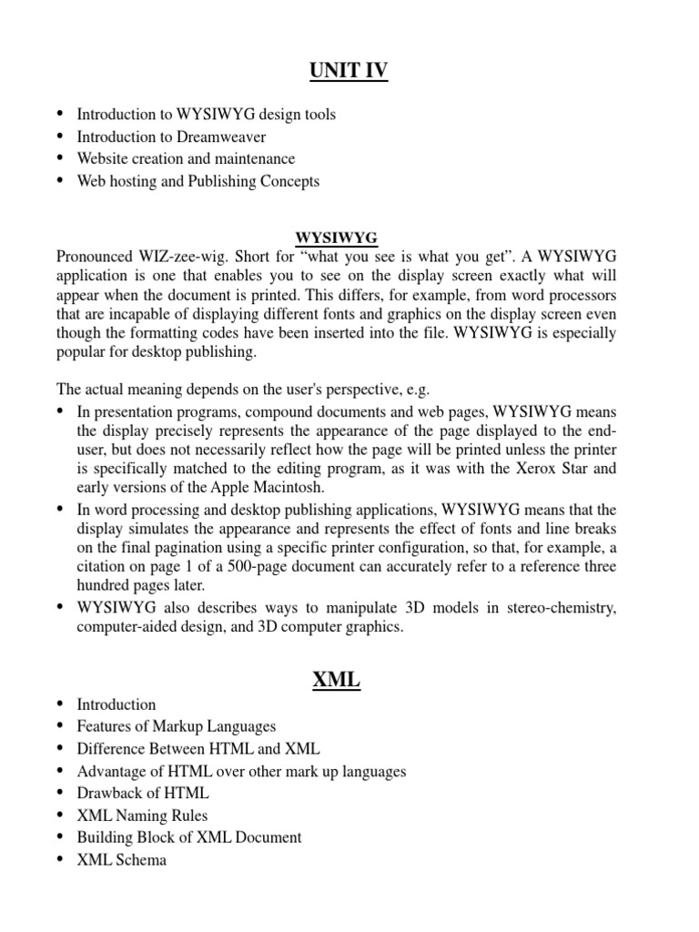 2082 - Unit 4 Notes WT (BCA 204) | PDF | Html | Xml