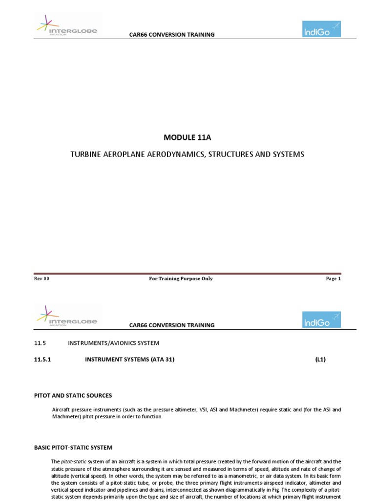 ATA 31: Pitot-Static System Overview | PDF | Gyroscope | Stall (Fluid ...