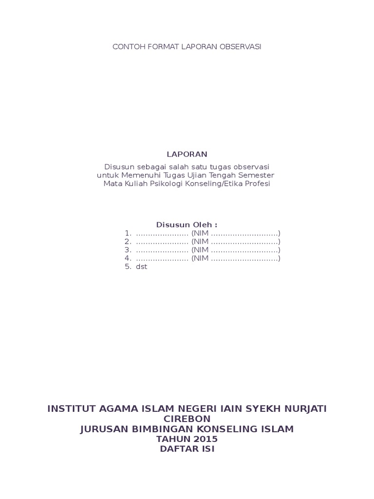 Contoh Format Laporan Observasi | PDF