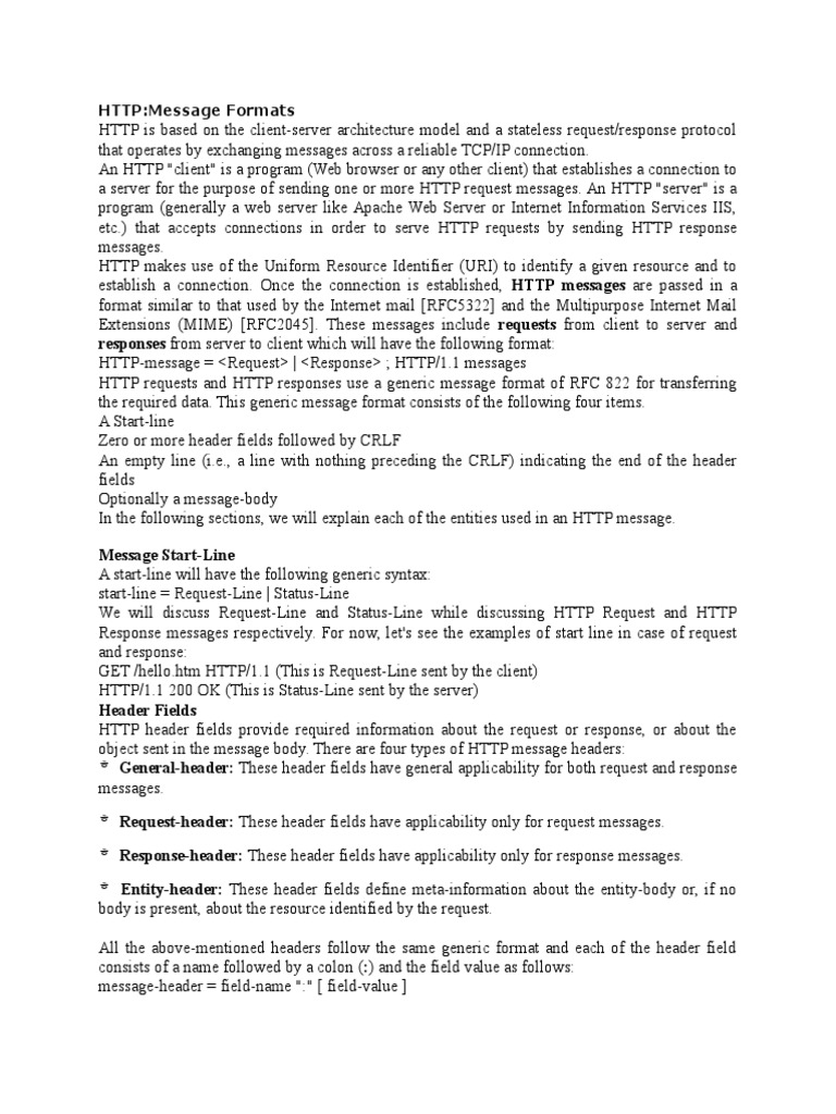 Responses From Server To Client Which Will Have The Following Format ...