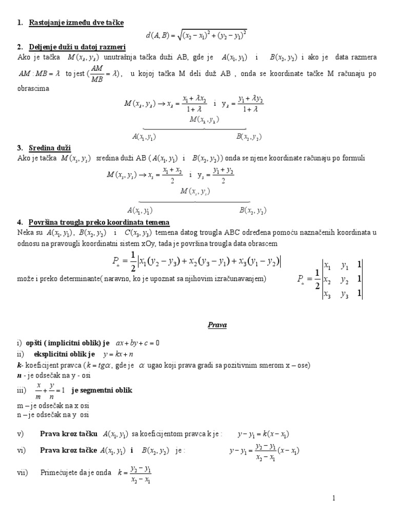 Analiticka - Formule PDF | PDF