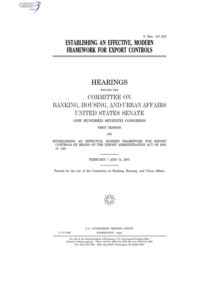 Establishing An Effective, Modern Framework For Export Controls | PDF ...