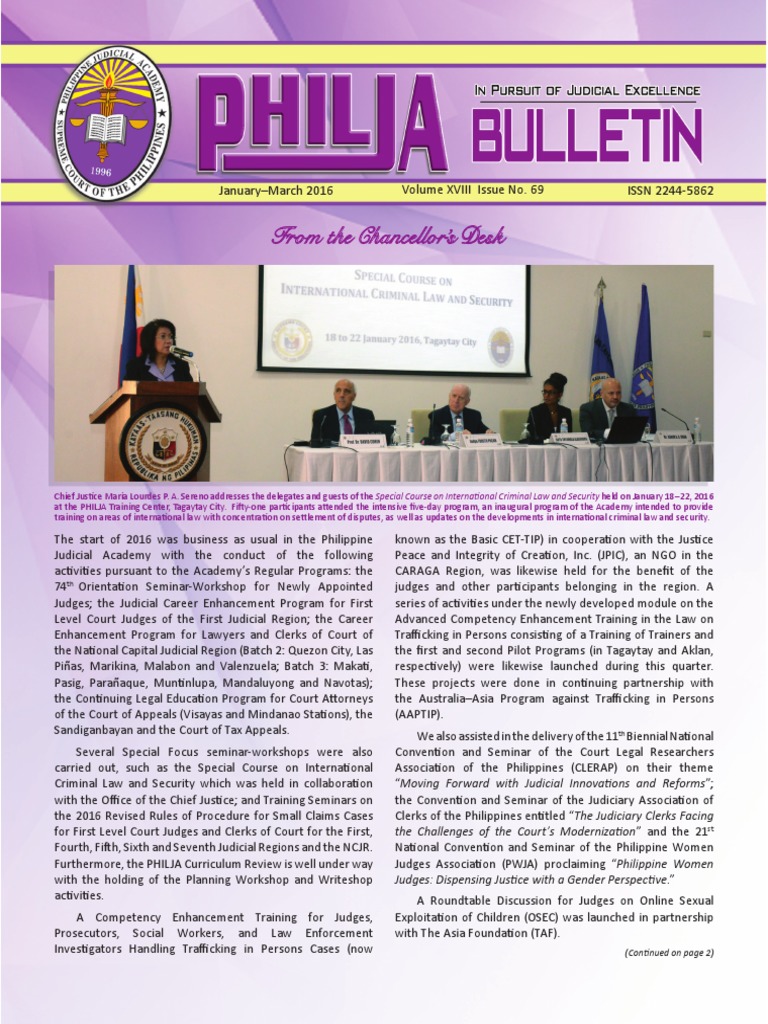 PHILJA Bulletin NO.69 | PDF | Prison | Mediation