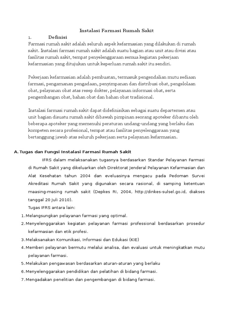 Instalasi Farmasi Rumah Sakit Pdf