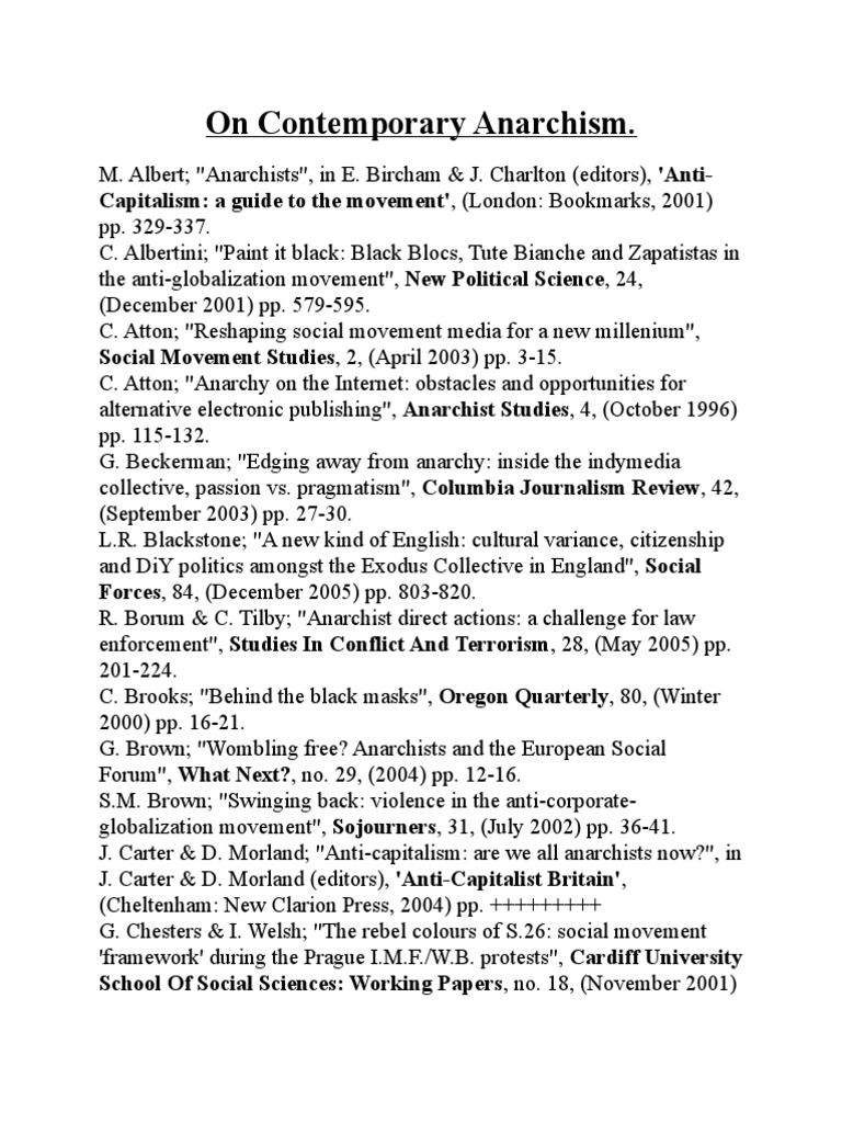 On Contemporary Anarchism.: Capitalism: A Guide To The Movement ...