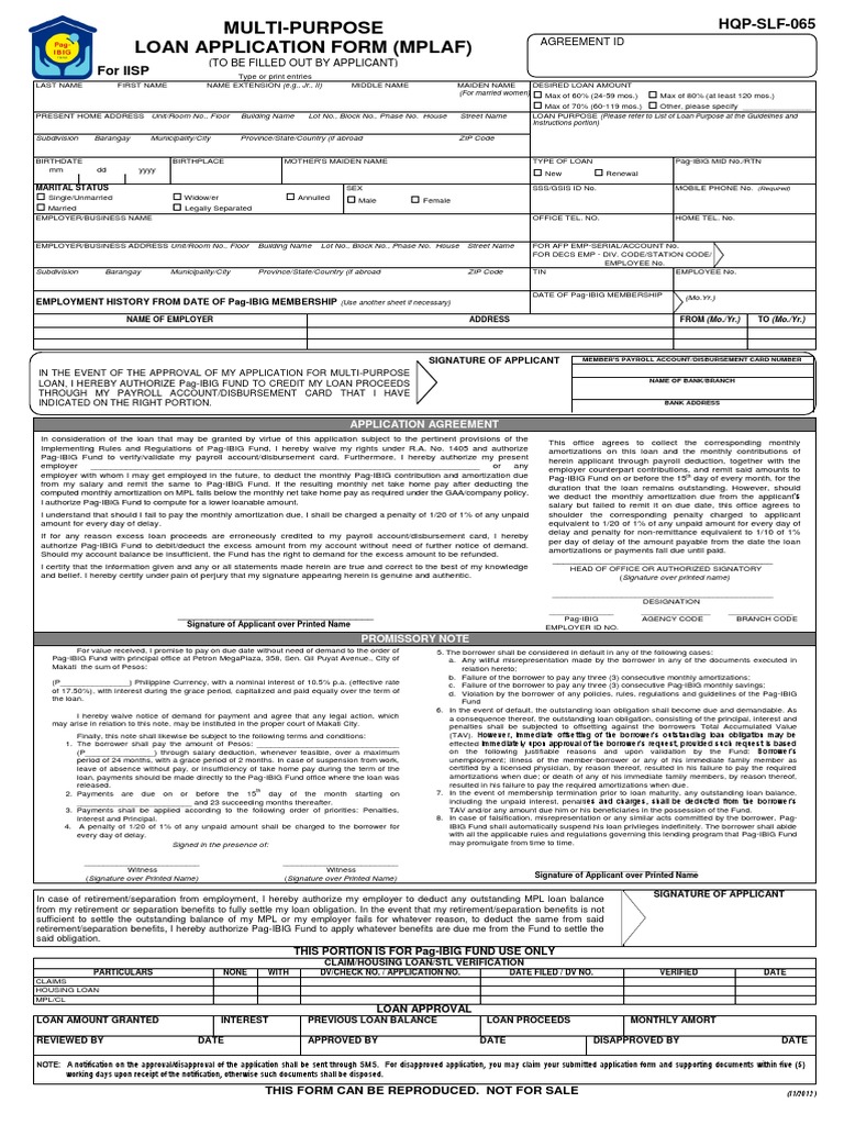 SLF065 - Multi-Purpose Loan Application Form (Applicable To Imus Branch Members Only) PDF | PDF ...