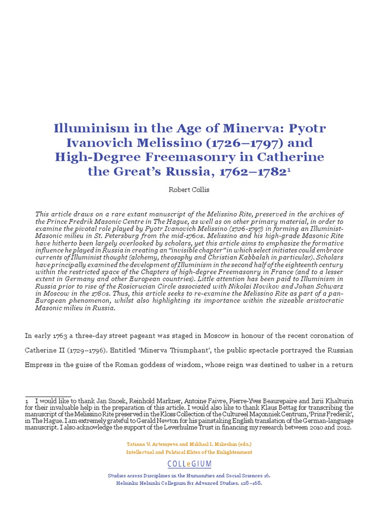 Illuminism in The Age of Minerva Pyotr I PDF | PDF | Freemasonry | Age Of Enlightenment