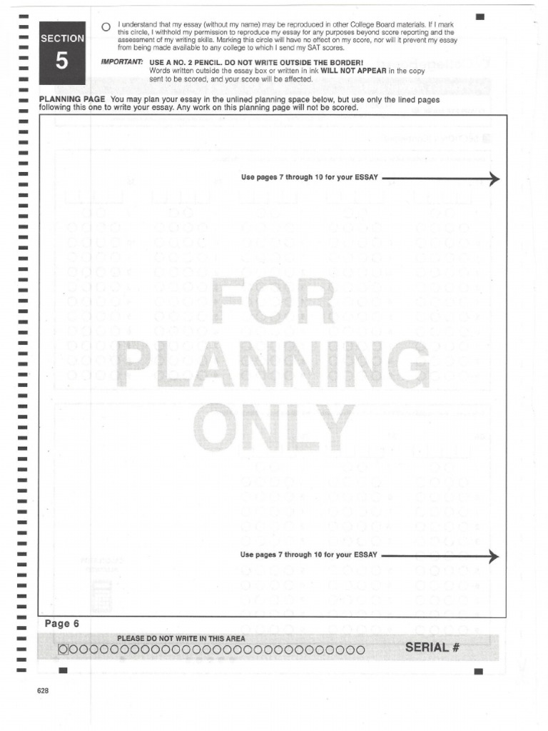 New SAT Essay Answer Sheet | PDF